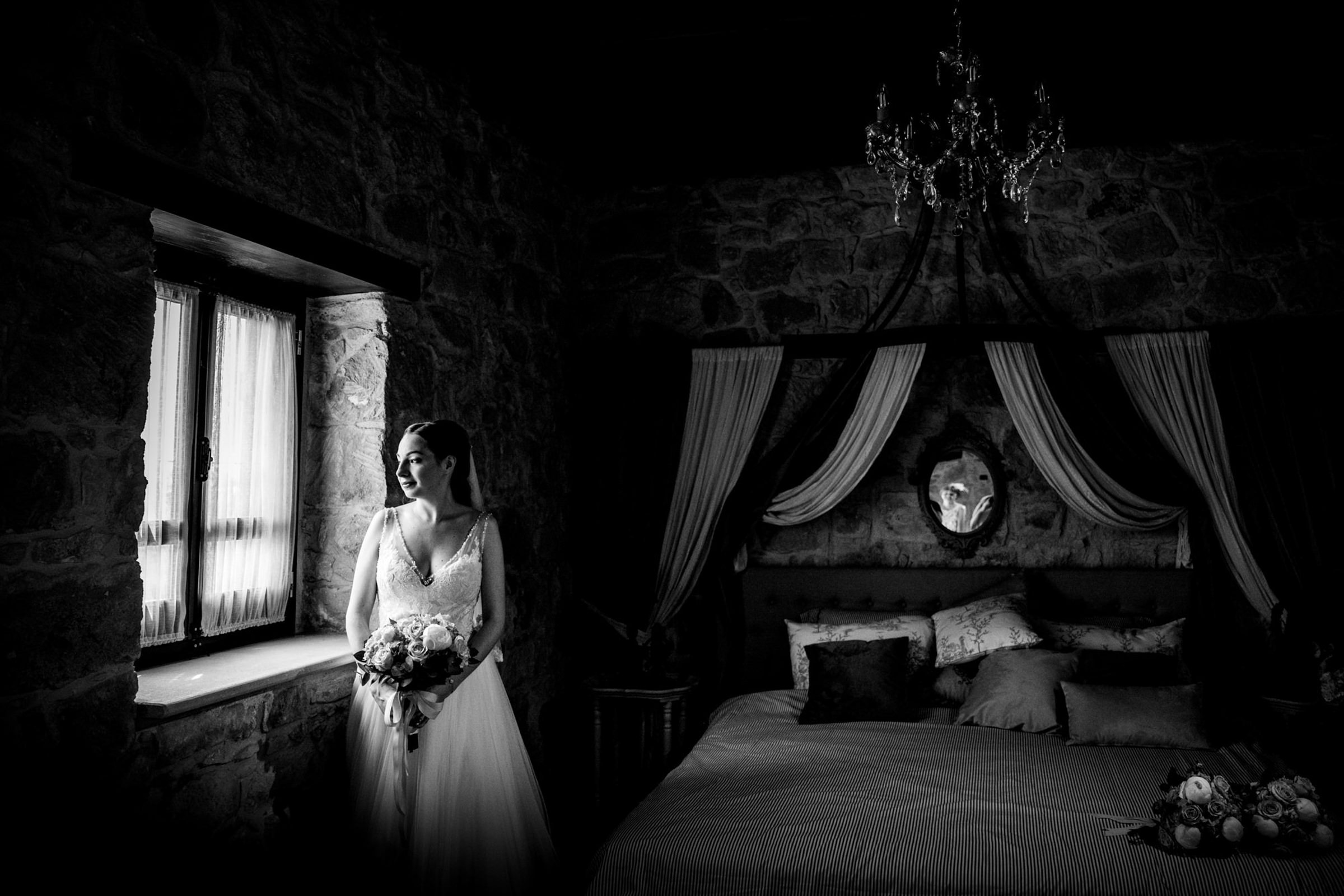 Bridal Portrait in rustic room- photo by Lee Squirrell Photography