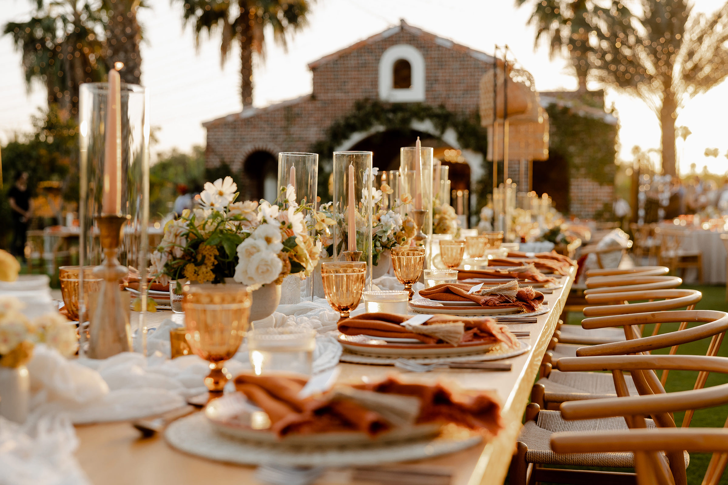 Outdoor reception table and seating - photo by Sarah Anne Photography