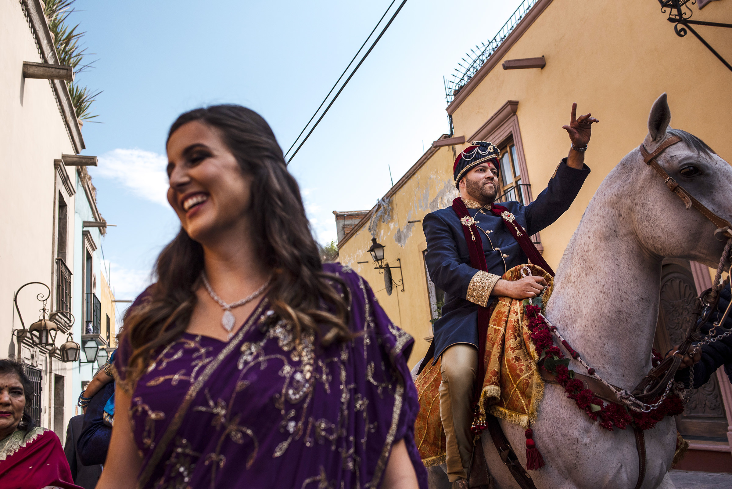 Indian wedding parade with groom on horse San Miguel de Allende, photo ...