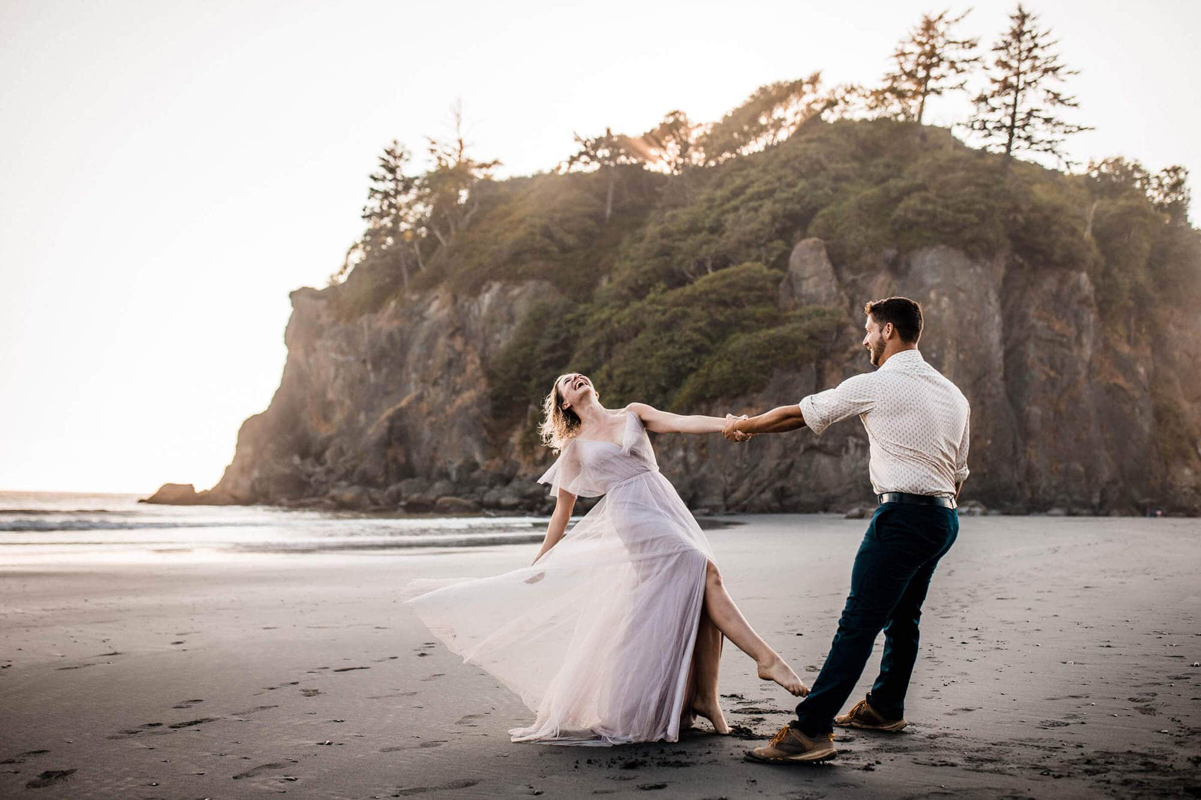 Adventure dance on beach Olympic National Park, photo by Aimée Flynn Photo