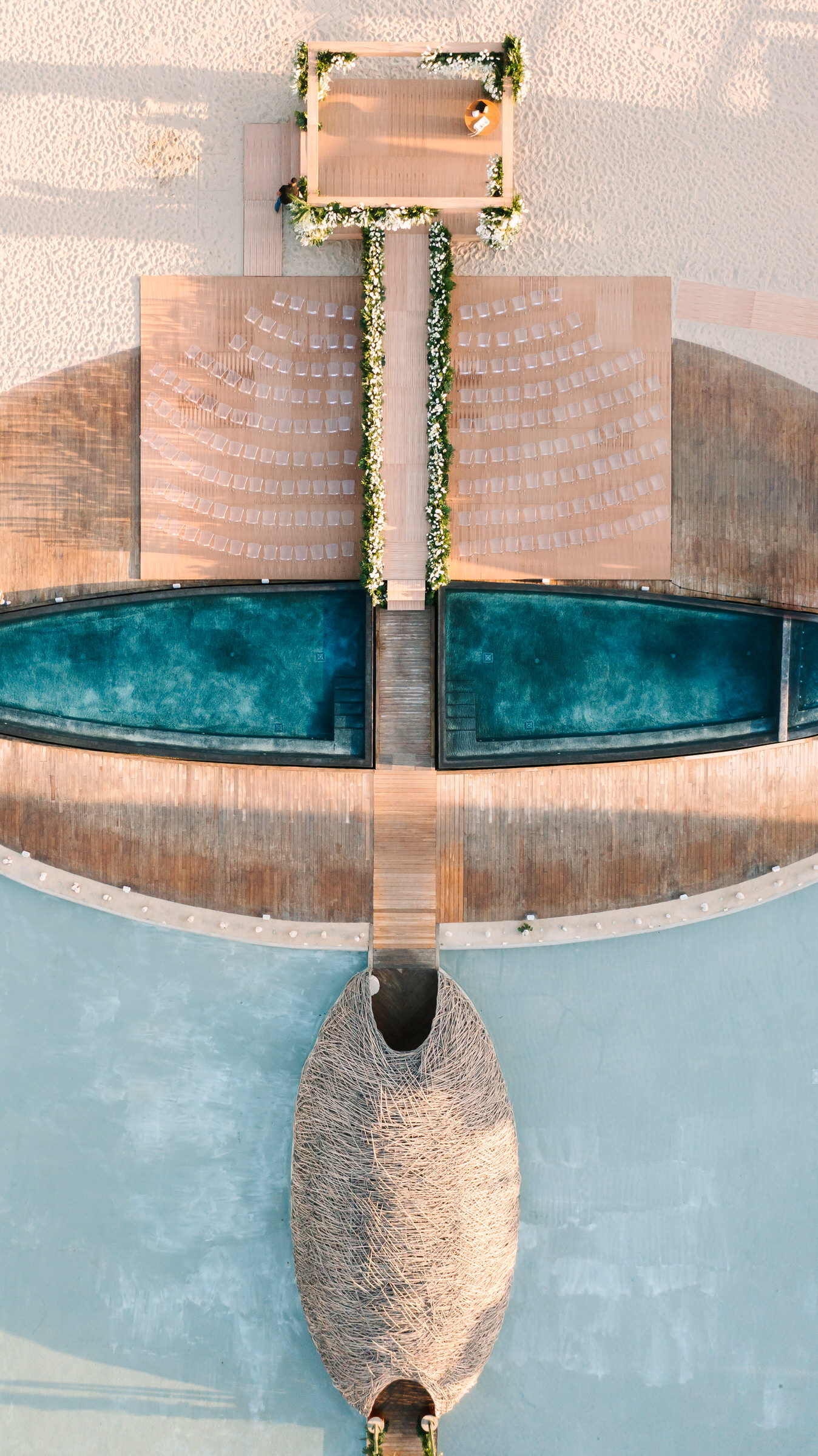 aerial view of ceremony setup, photo by Marlies Hartmann, Los Angeles ...