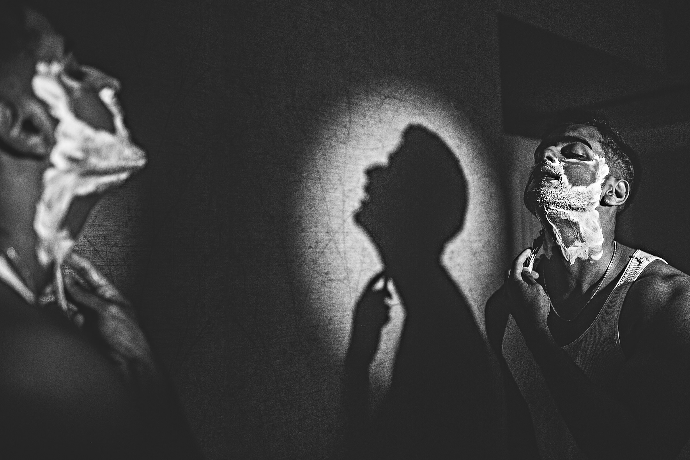 Groom shaving reflected and silhouetted in shadow - photo by Nat ...